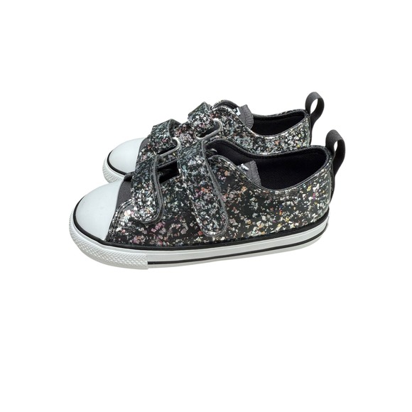 Converse | Shoes | Converse All Star Toddler Black Silver Glitter Low ...